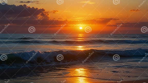 Great Sunset Horizon Over the Ocean Stock Illustration - Illustration ...