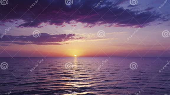 Great Sunset Horizon Over the Ocean Stock Illustration - Illustration ...