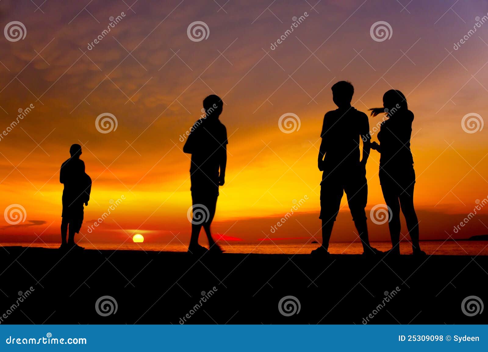 Great Sunset with Human Silhouette Stock Photo - Image of hands ...
