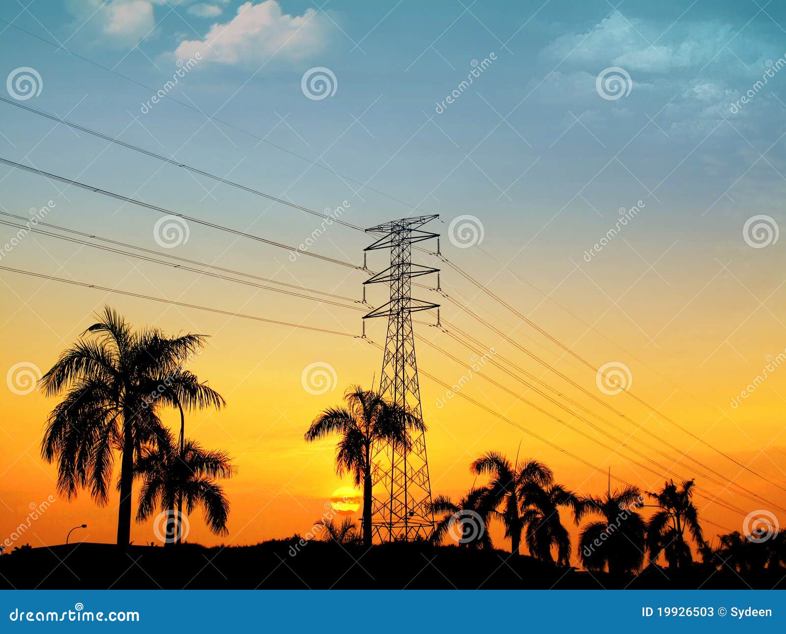 Great Sunset View Electrical Tower Stock Image - Image of pole, modern ...