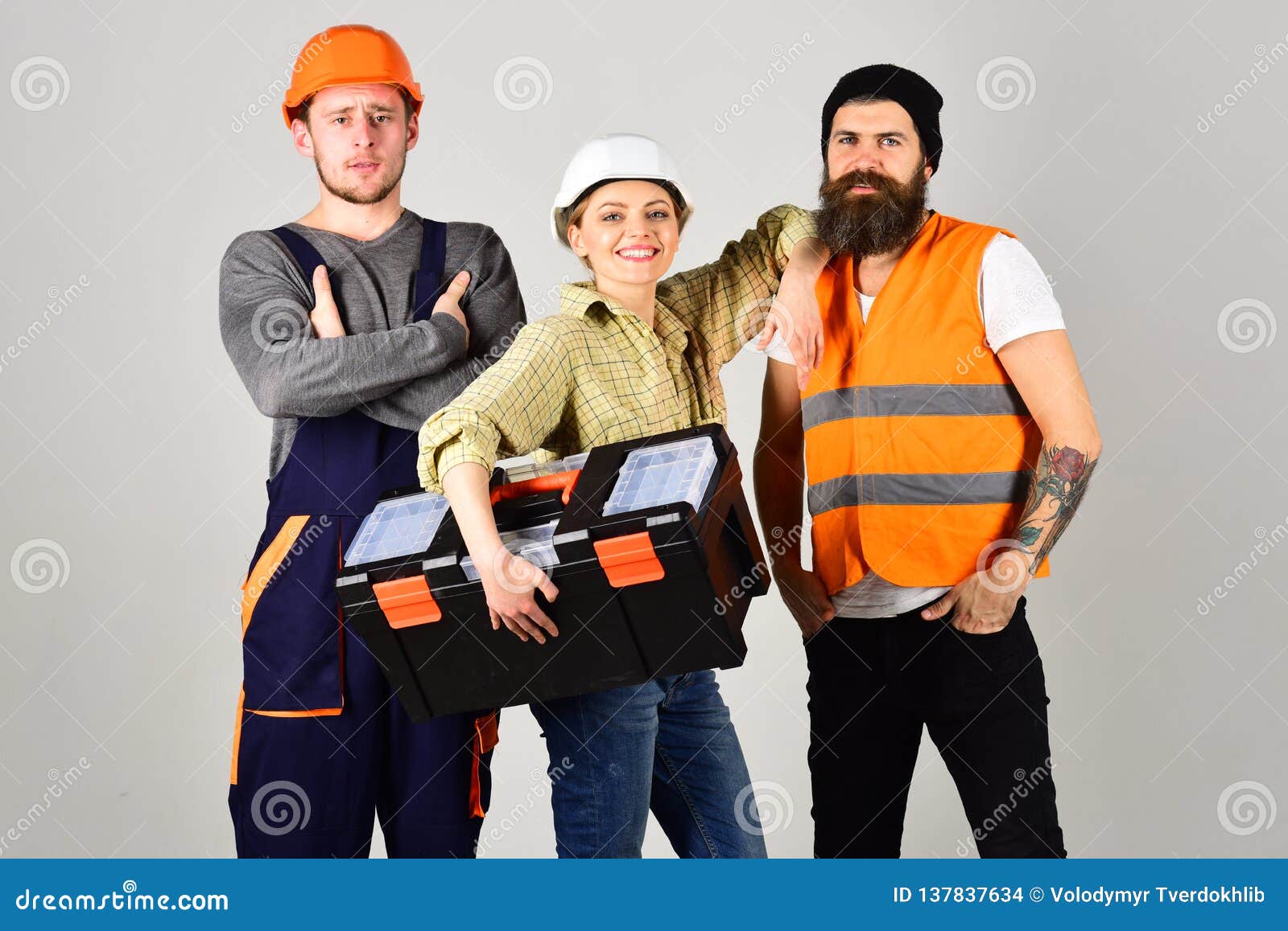 We are the Great Team. Construction Workers Team. Professional Working ...
