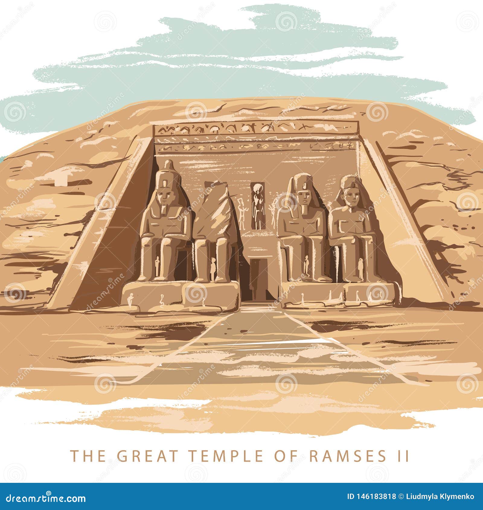 The Great Temple At Abu Simbel In Egypt Vintage Engraving Cartoon ... The Great Temple At Abu Simbel In Egypt Vintage Engraving Cartoon ...
