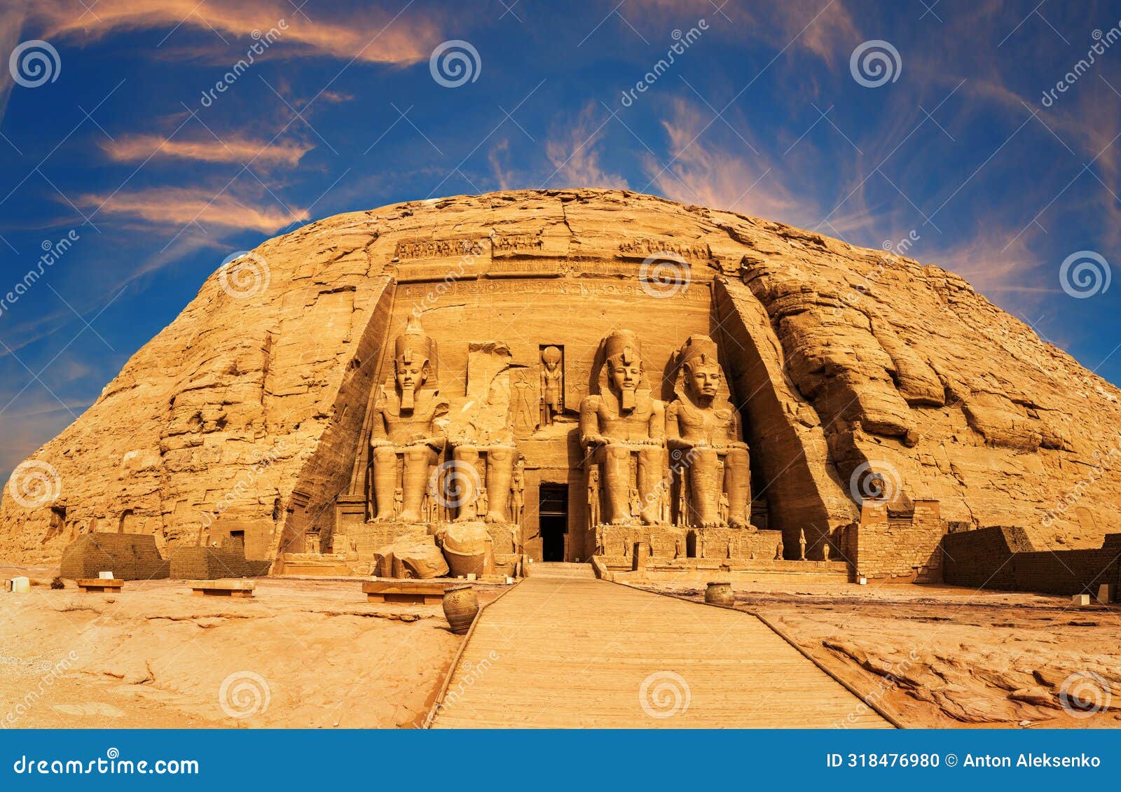 The Great Temple of Ramesses II in Abu Simbel, Egypt Stock Illustration ...