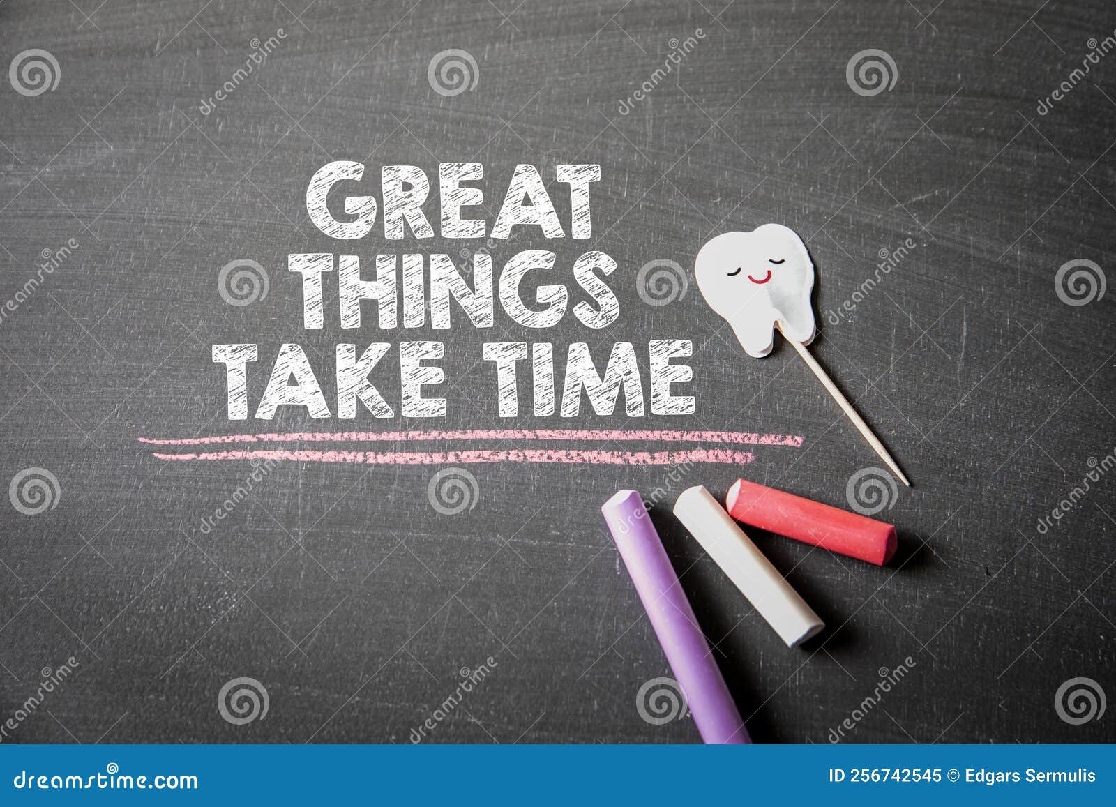 Great Things Take Time. Text on a Dark Chalk Board Stock Image - Image ...