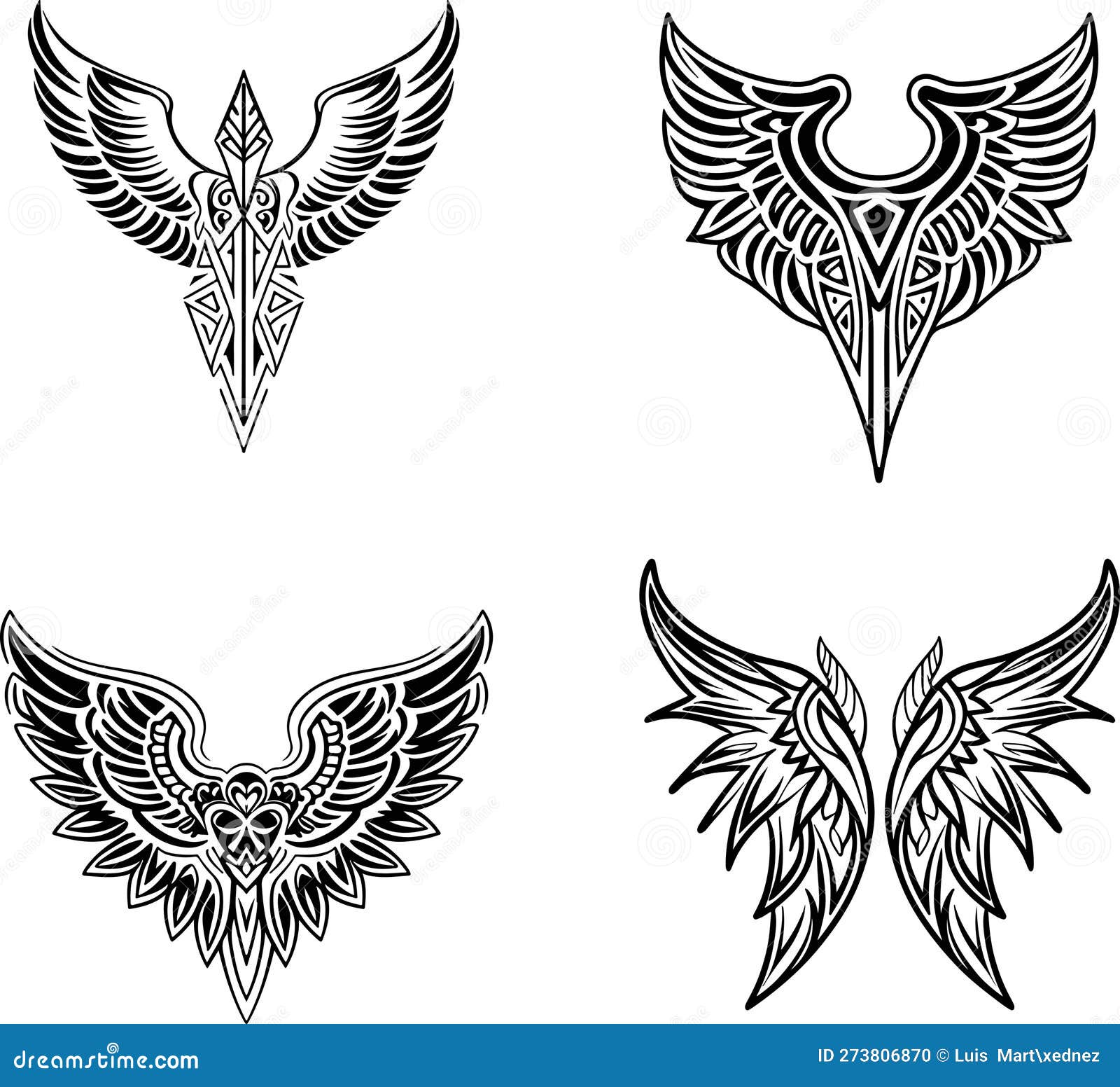 Great Tribal Wings Tattoo Vector Stock Vector - Illustration of ...