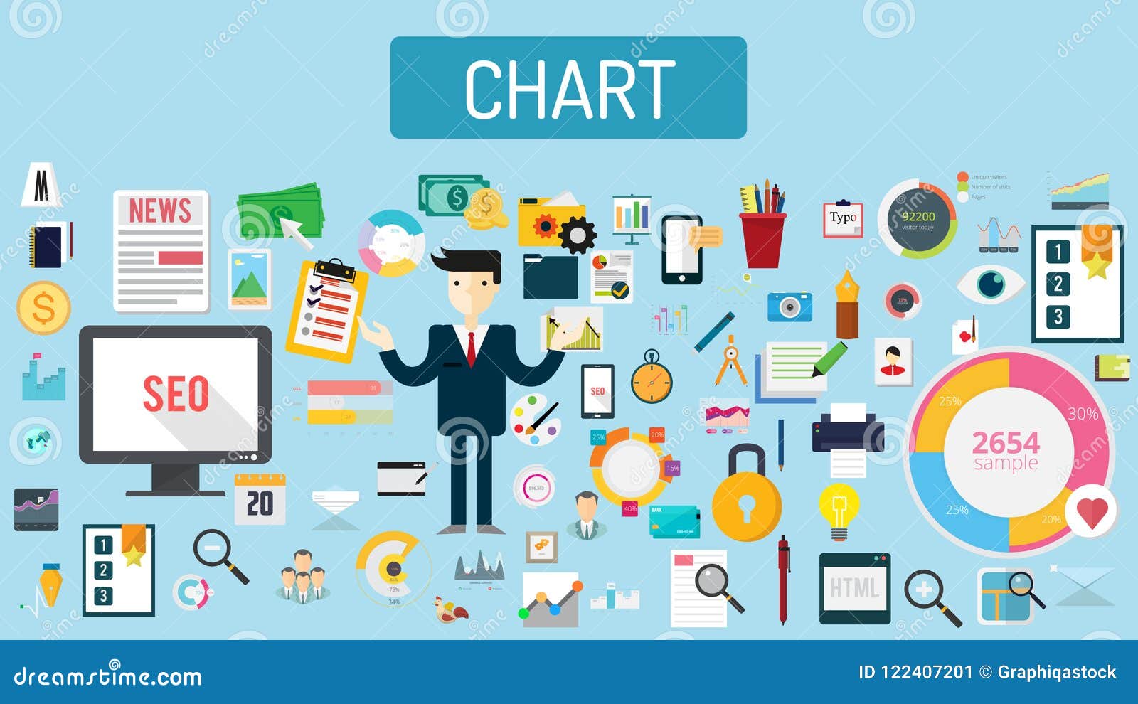 Chart Typography Design stock vector. Illustration of chart - 122407201