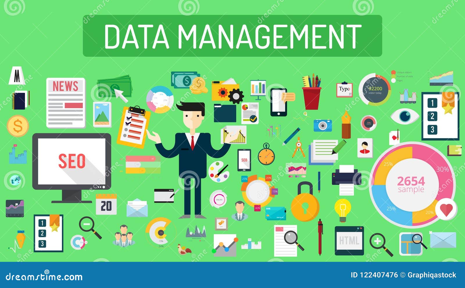 Data Management Typography Design Stock Vector - Illustration of money ...