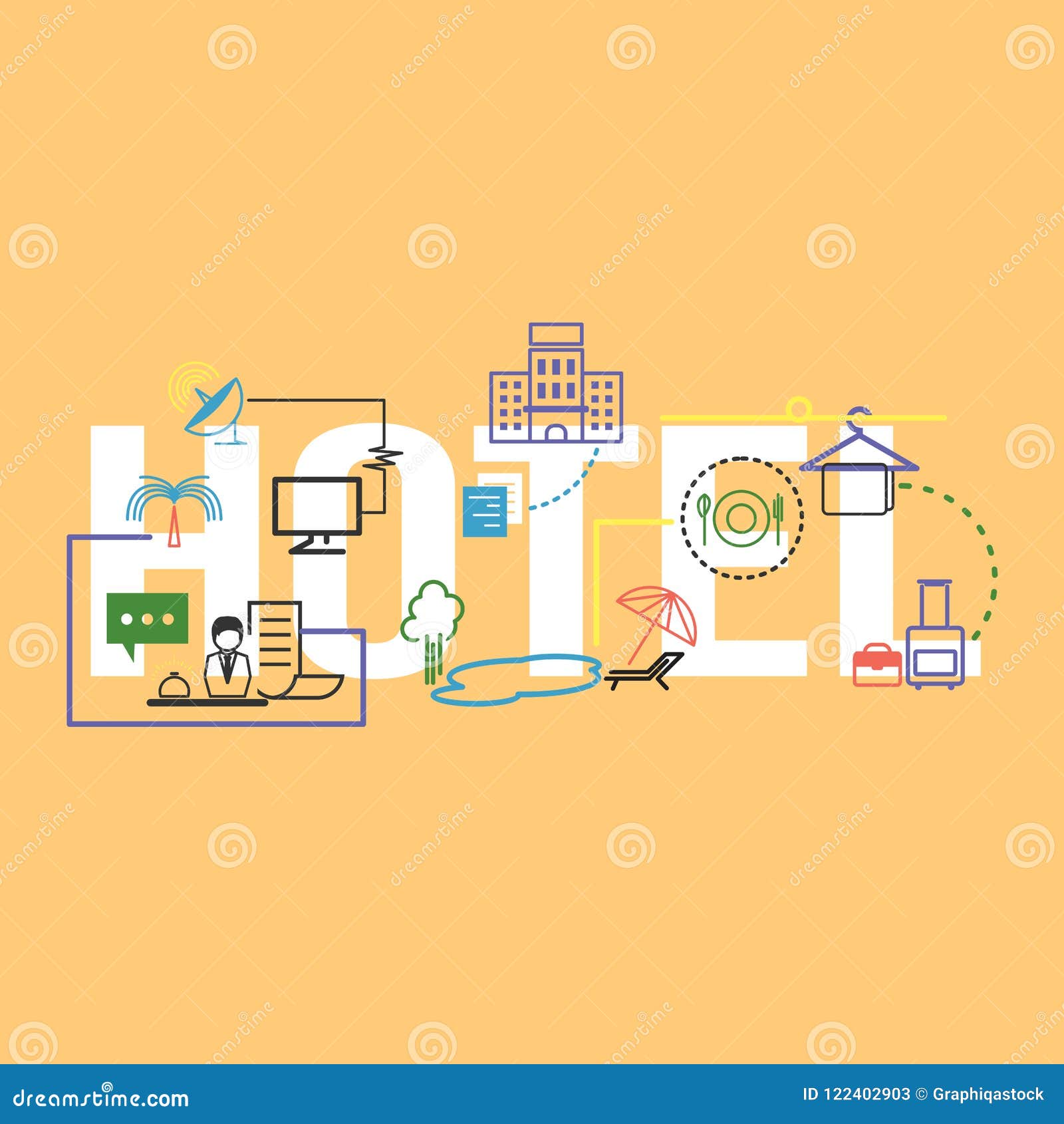 Hotel Typography Design stock vector. Illustration of search - 122402903