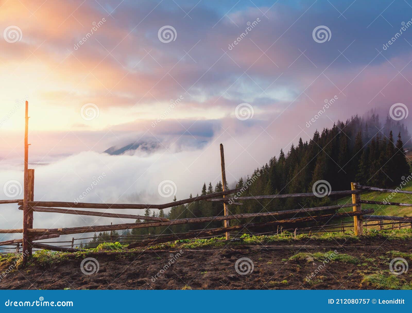Great View of the Alpine Valley that Glowing by Sunlight Stock Image ...