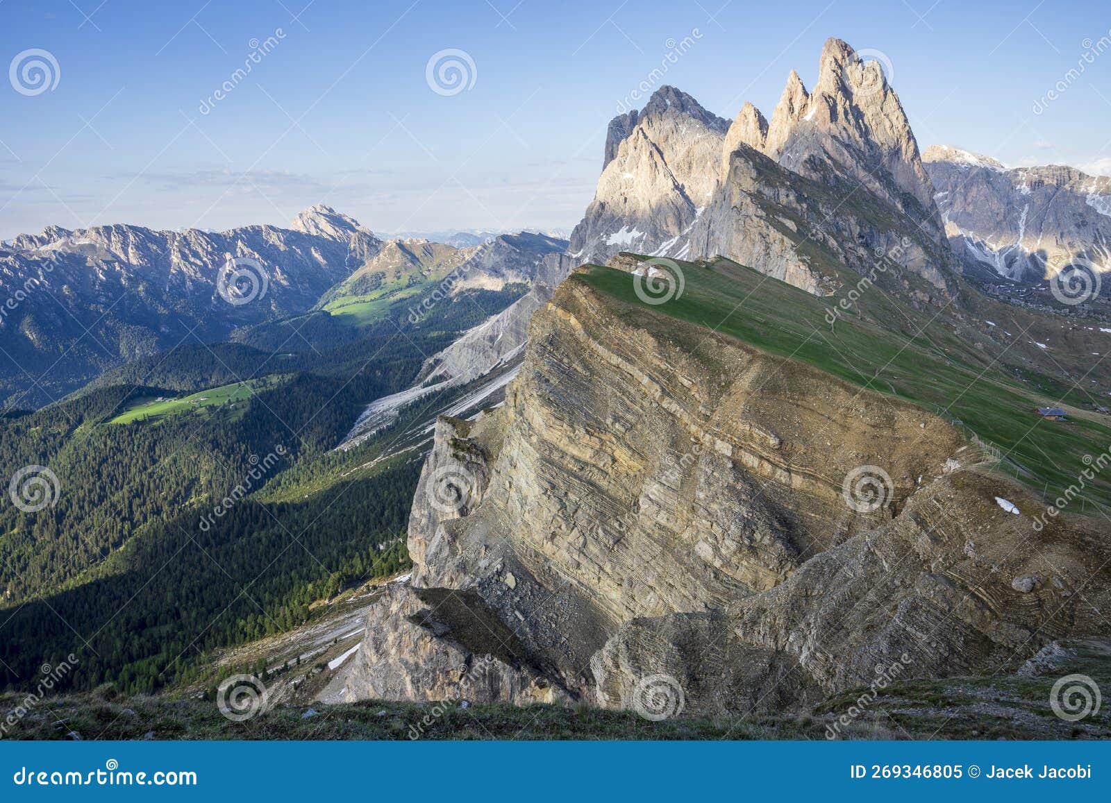Great View of the Dolomites. Seceda Summit at Sunset Stock Image ...