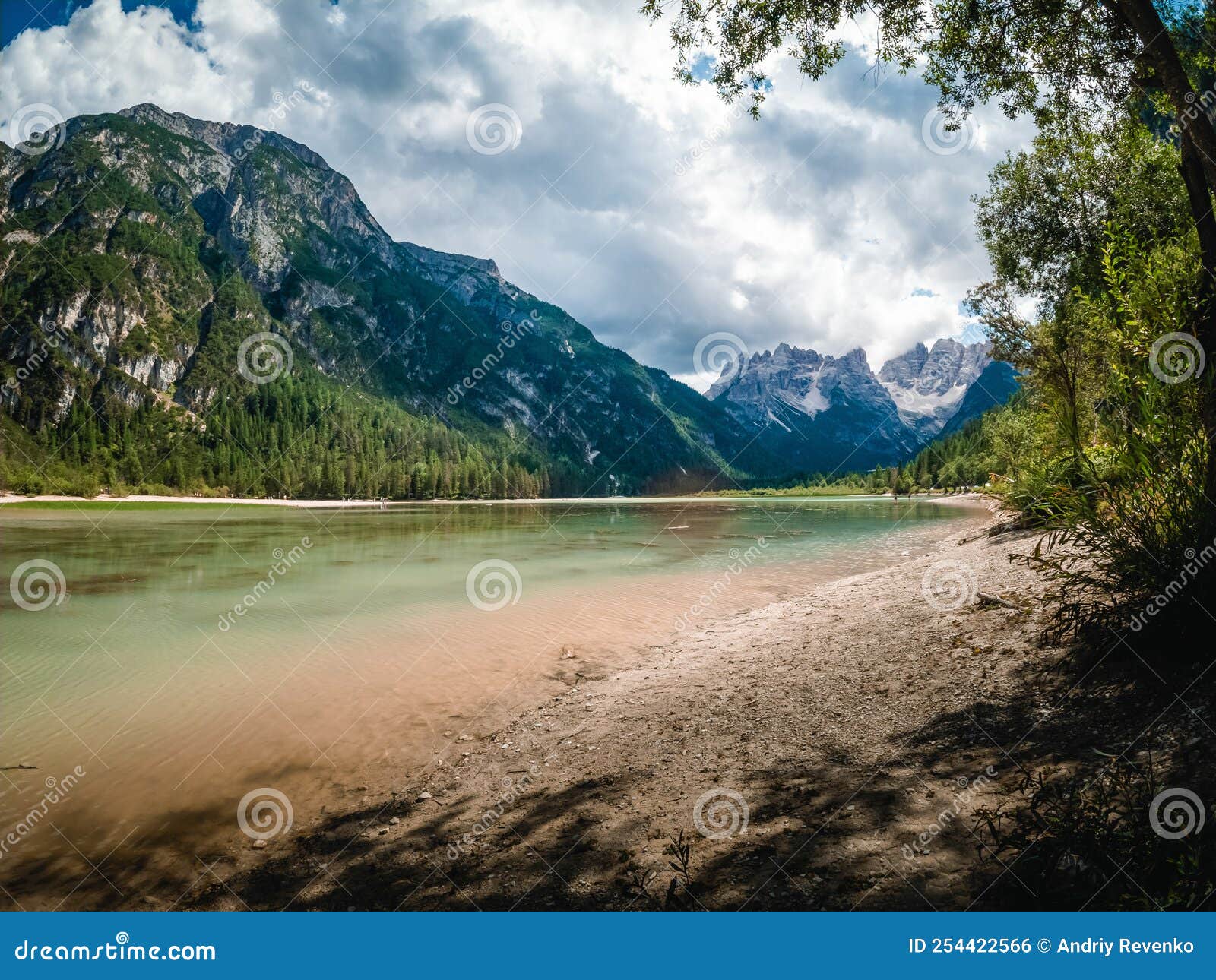 A Great View on the Landro Lake Stock Photo - Image of bolzano, alpine ...