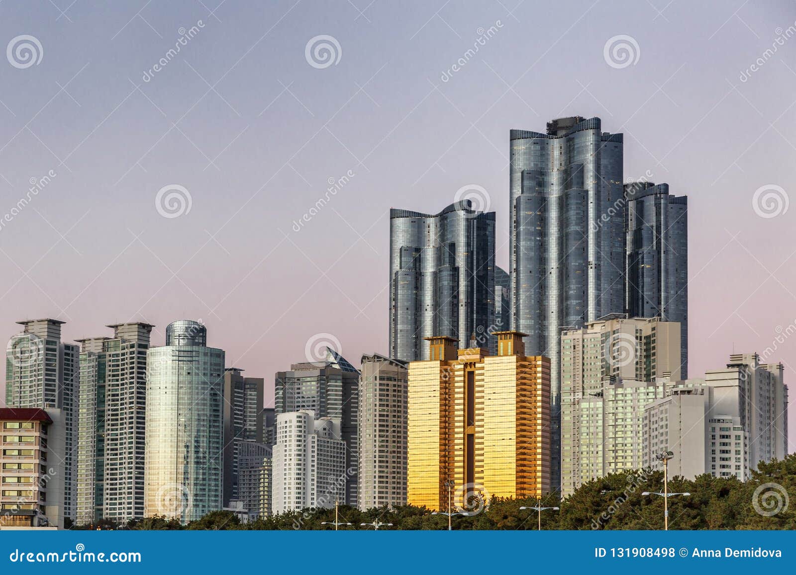 Great View of Modern Skyscrapers, Beautiful Sunset Stock Photo - Image ...