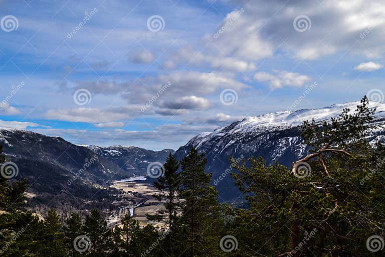 Great view over Flatdal stock photo. Image of norway - 90891750