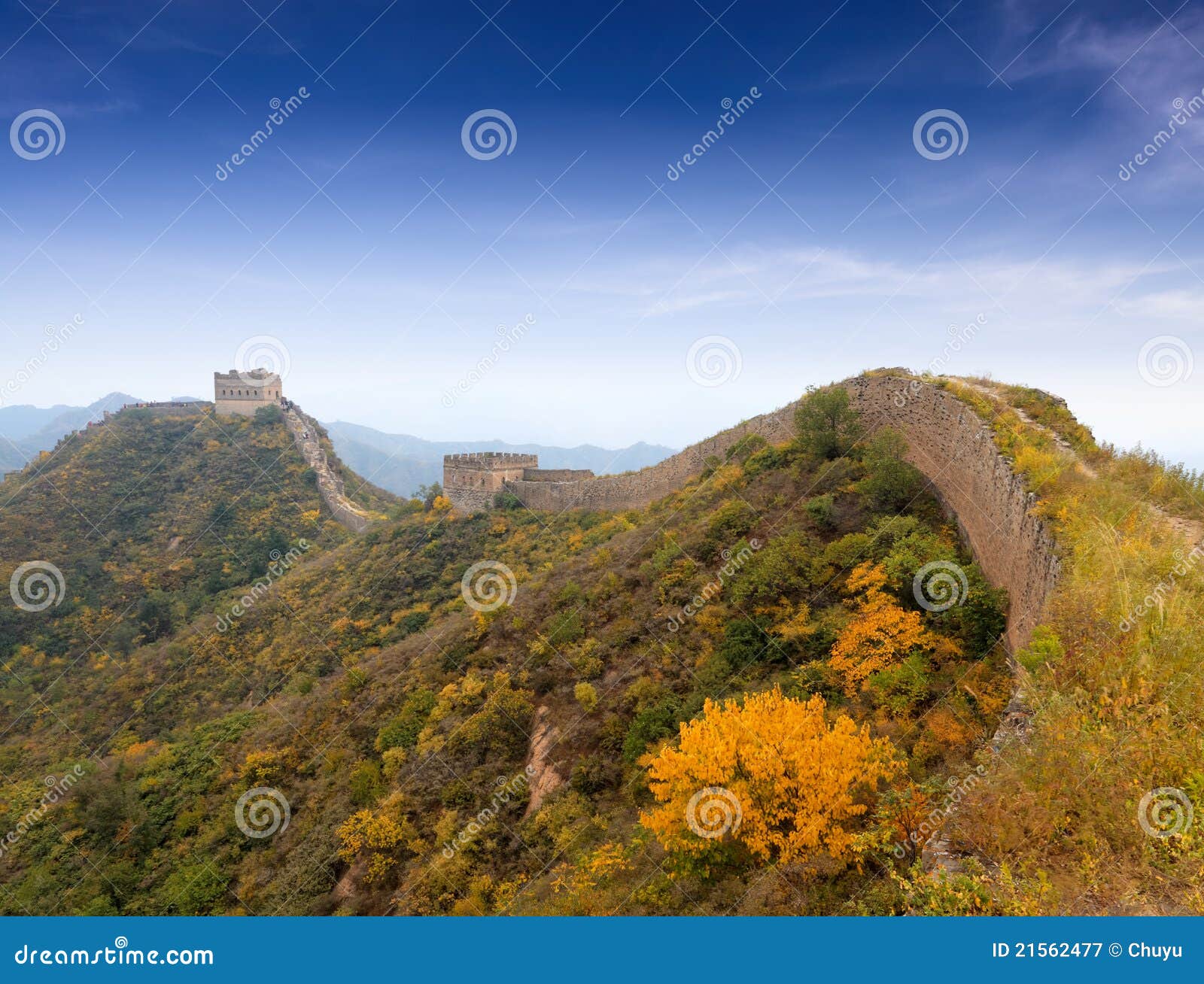 The Great Wall Autumn Scenery Stock Image - Image of mountain ...