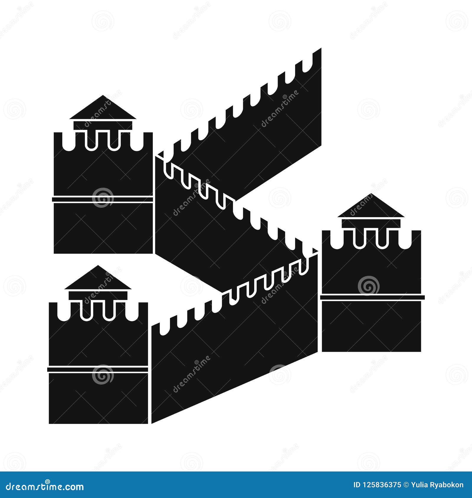Great Wall of China Icon, Simple Style Stock Illustration ...