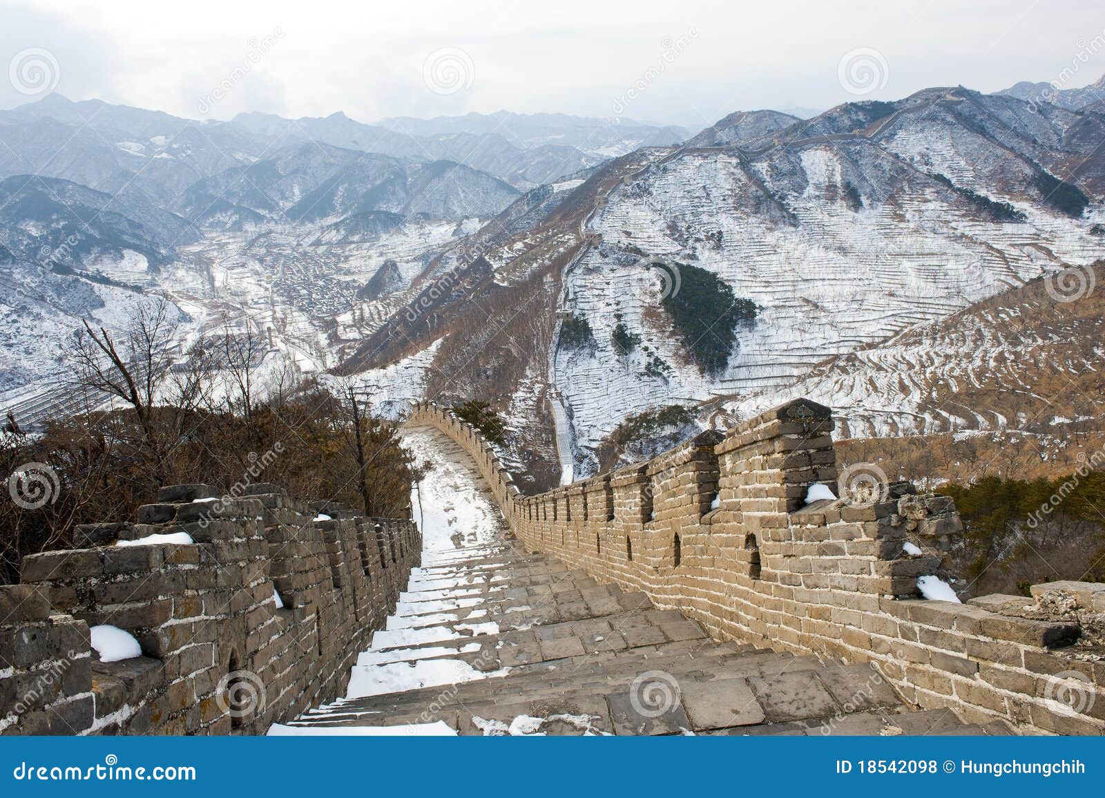 The Great Wall of China in Snow Stock Photo - Image of greatwall ...
