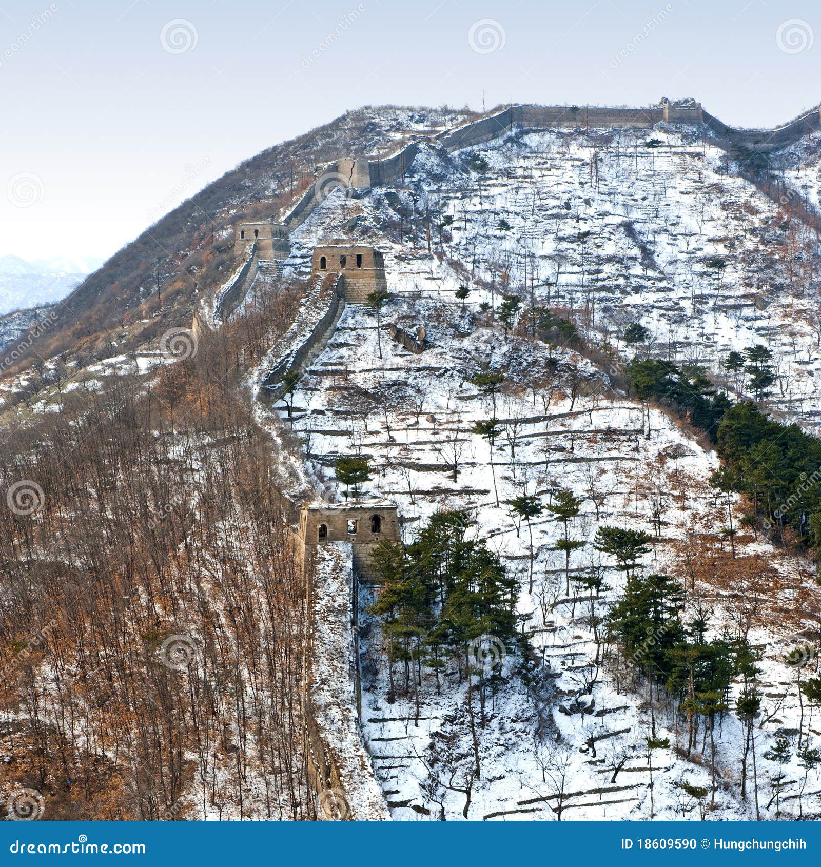 The Great Wall of China in Snow Stock Photo - Image of hill, fort: 18609590