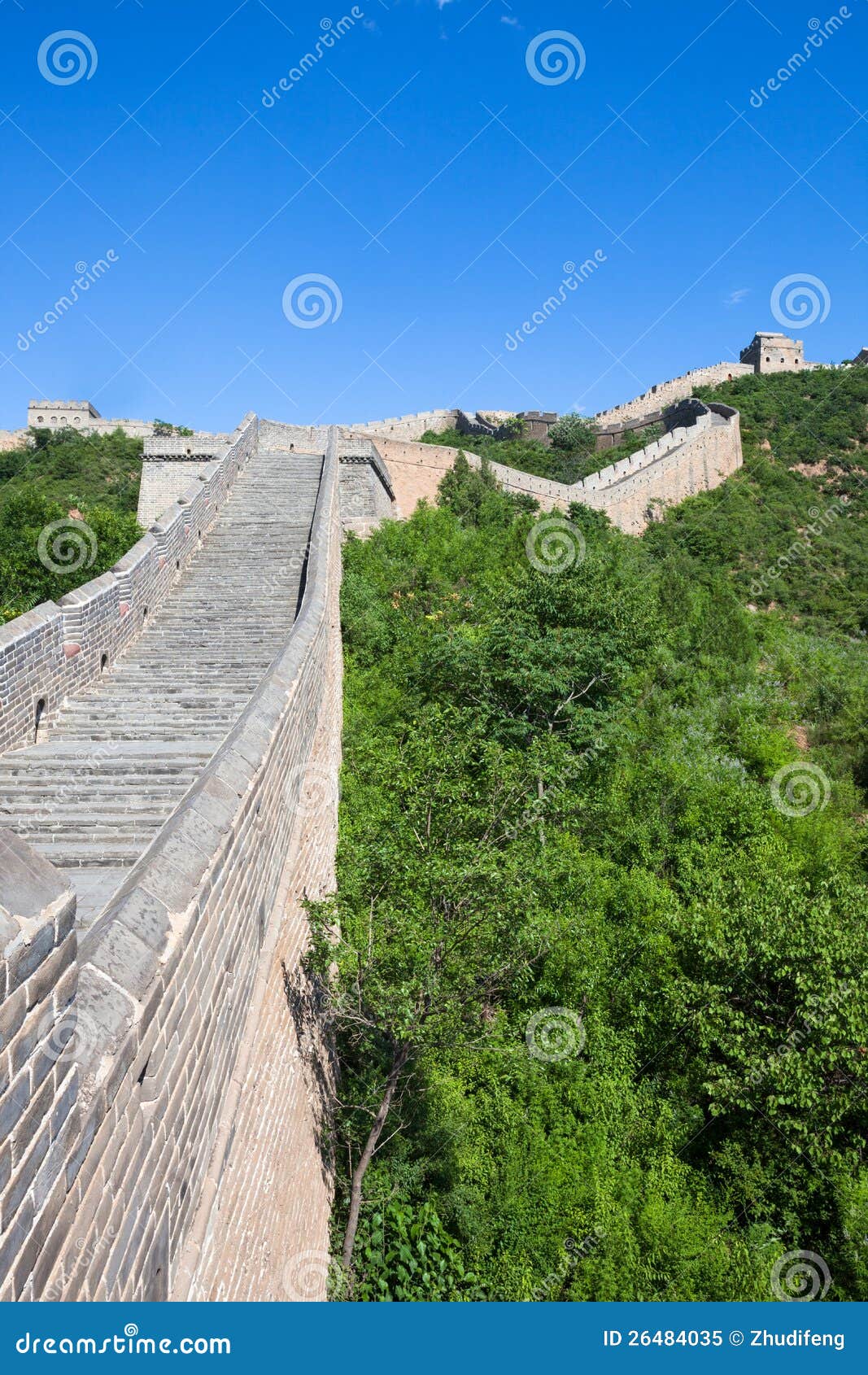 Great Wall of China at Sunny Day Stock Image - Image of mountain ...