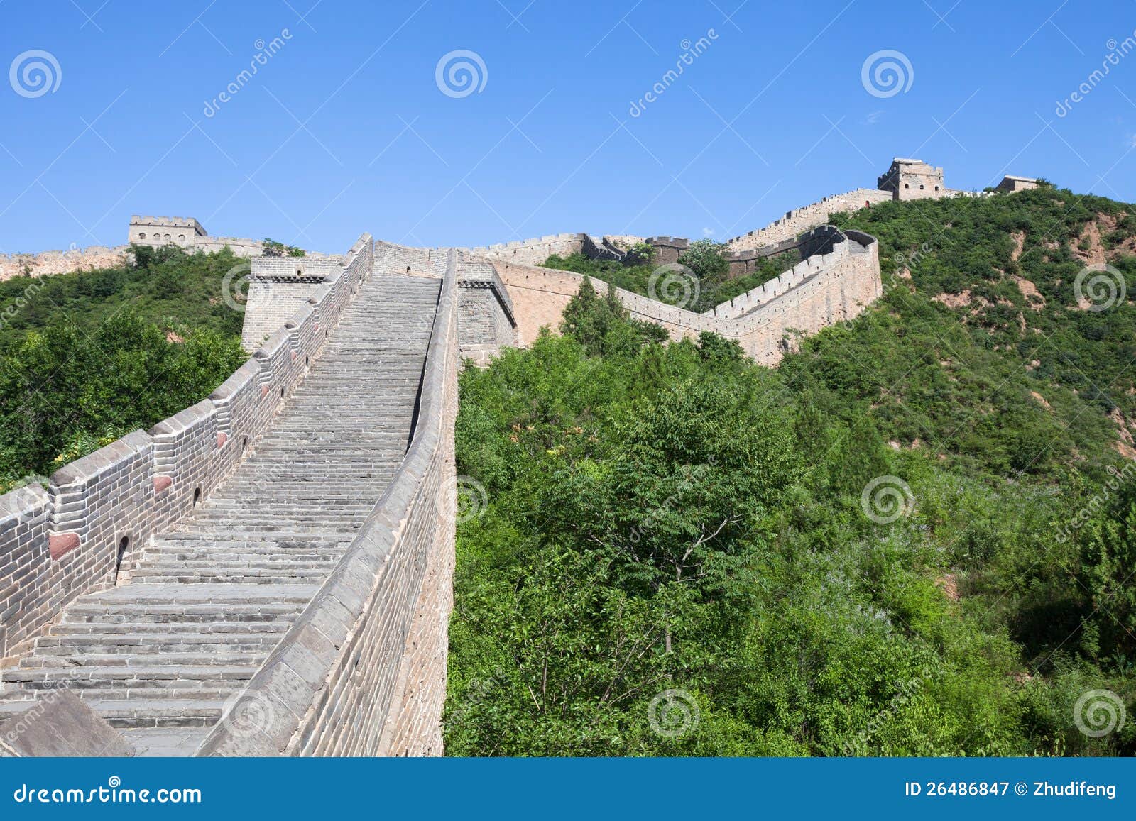 Great Wall of China at Sunny Day Stock Image - Image of great, built ...