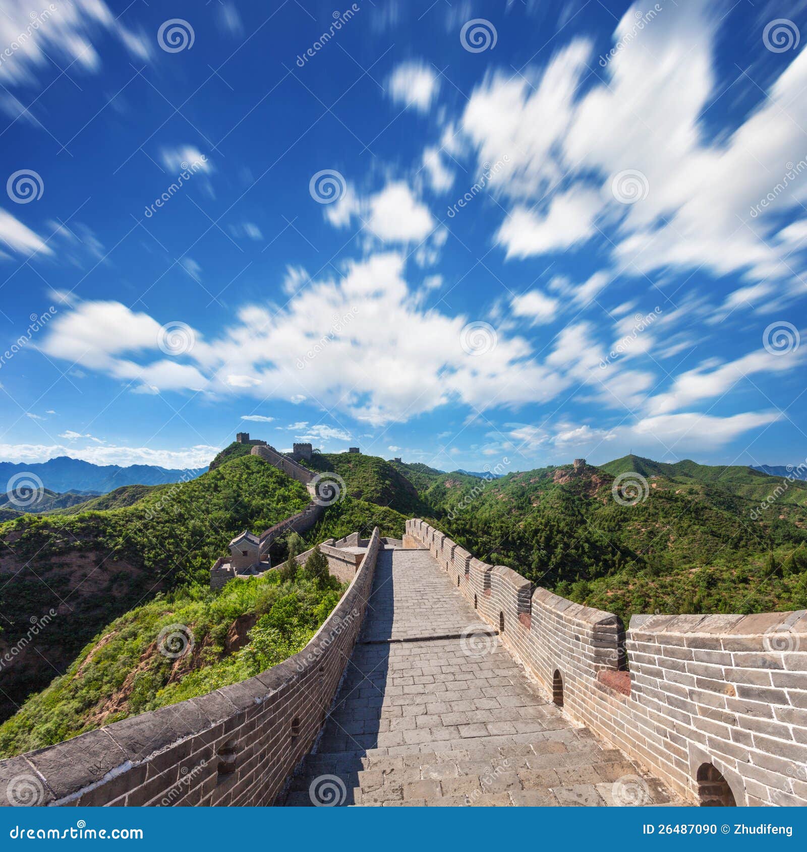 Great Wall of China at Sunny Day Stock Photo - Image of architecture ...