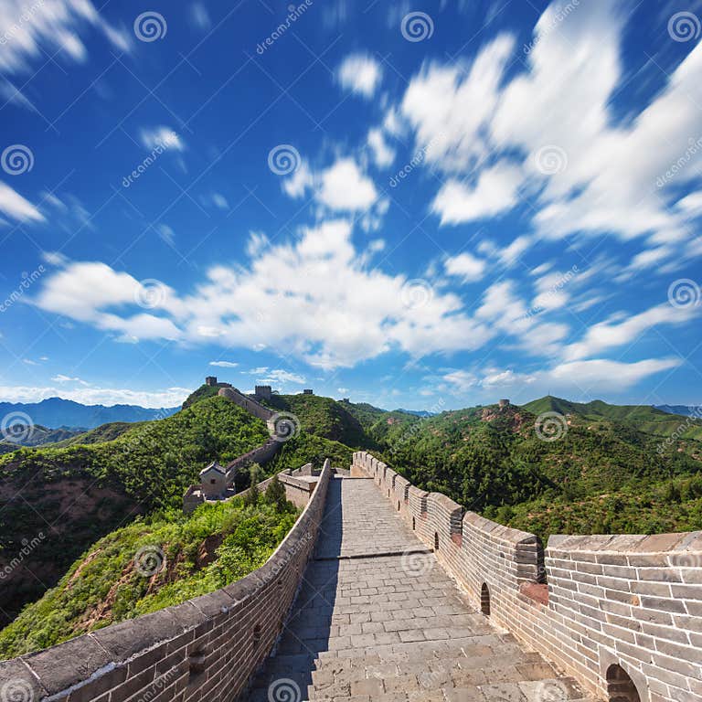 Great Wall of China at Sunny Day Stock Photo - Image of architecture ...