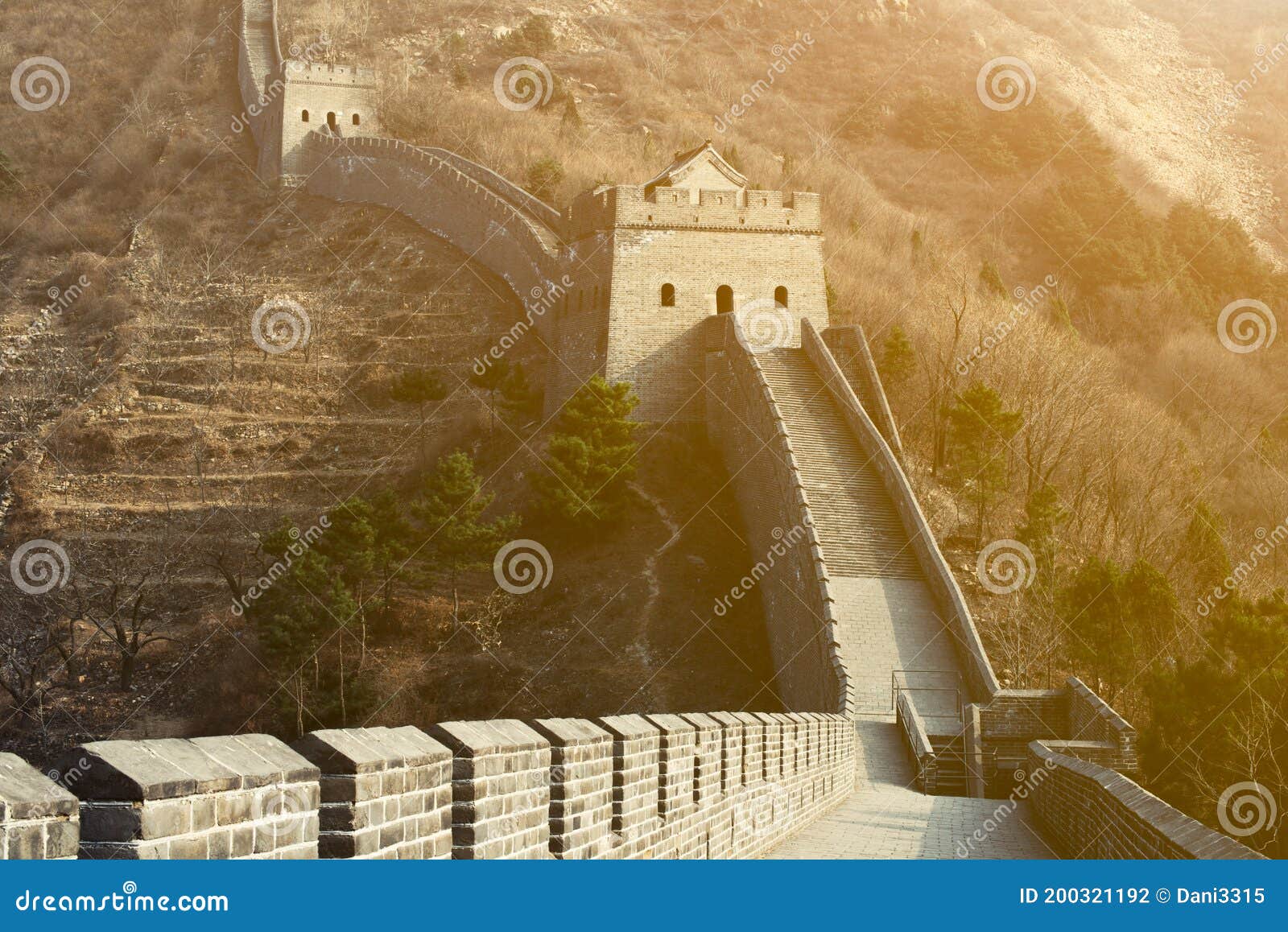 The Great Wall of China at Sunset Stock Photo - Image of emperor ...