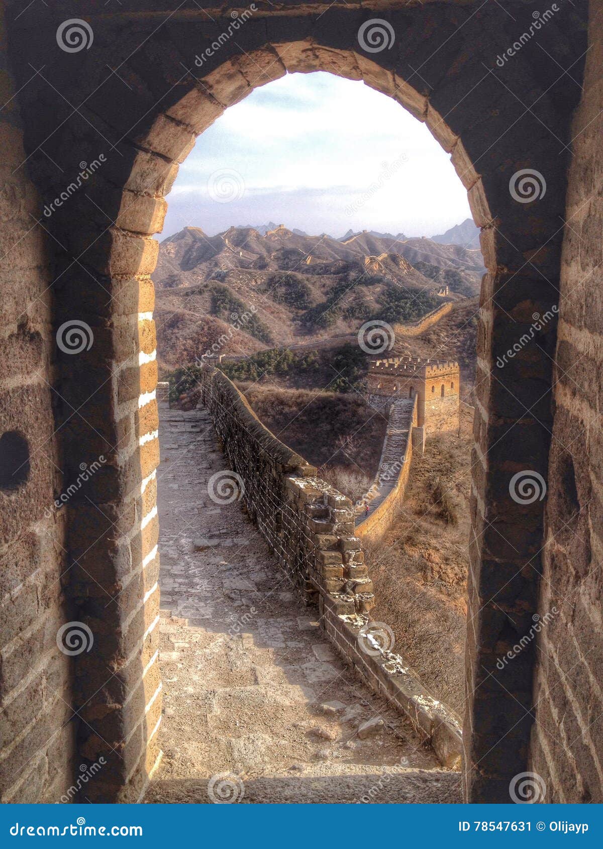 Great Wall of China Watchtower Framing Stock Image - Image of ...