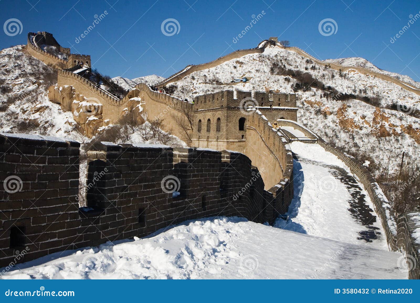 Great Wall of China in Winter Stock Photo - Image of wall, snow: 3580432