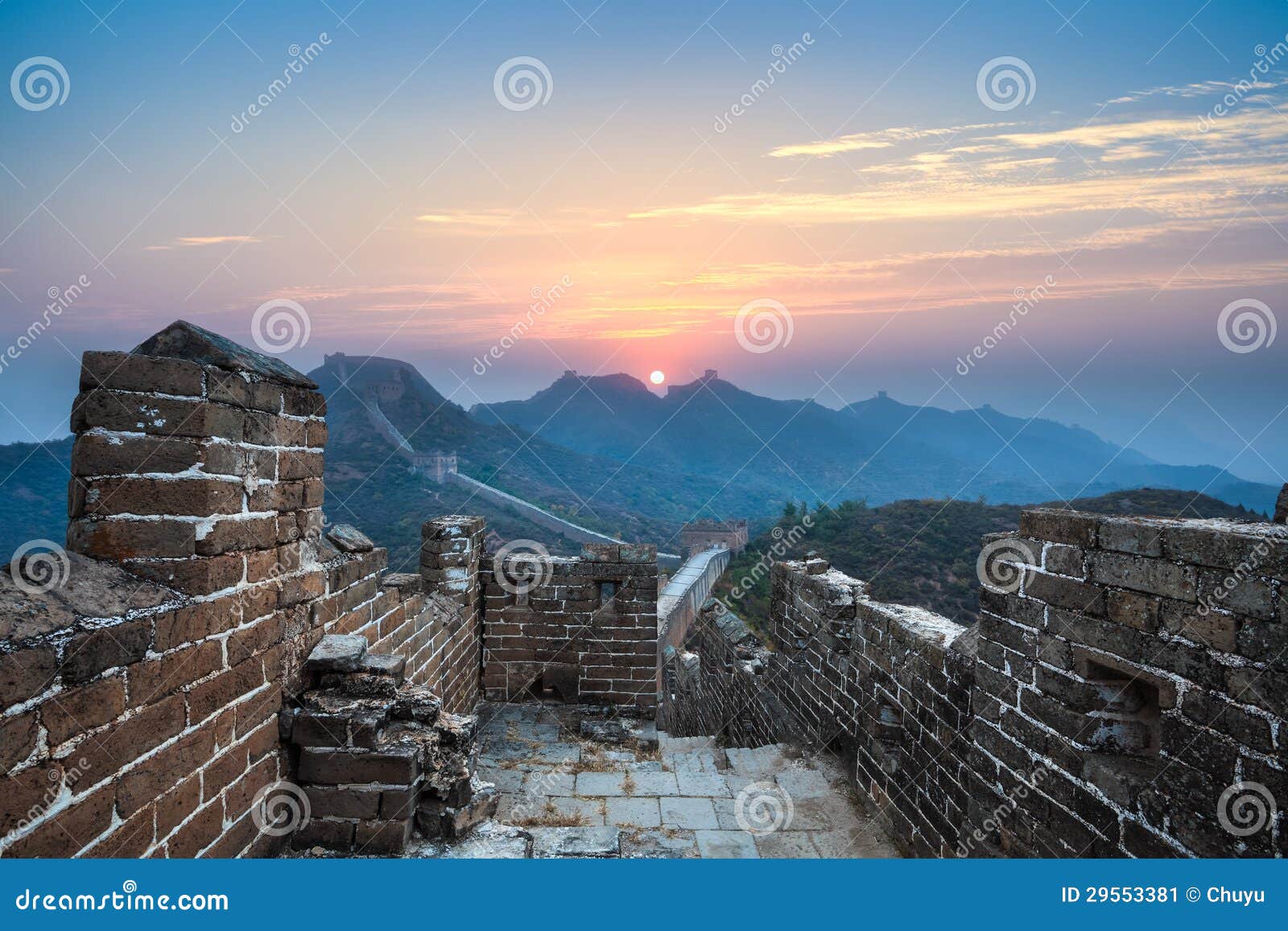 The great wall in sunrise stock image. Image of asia - 29553381