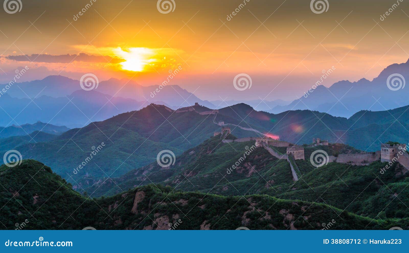 The Great Wall stock photo. Image of sunset, china, evening - 38808712