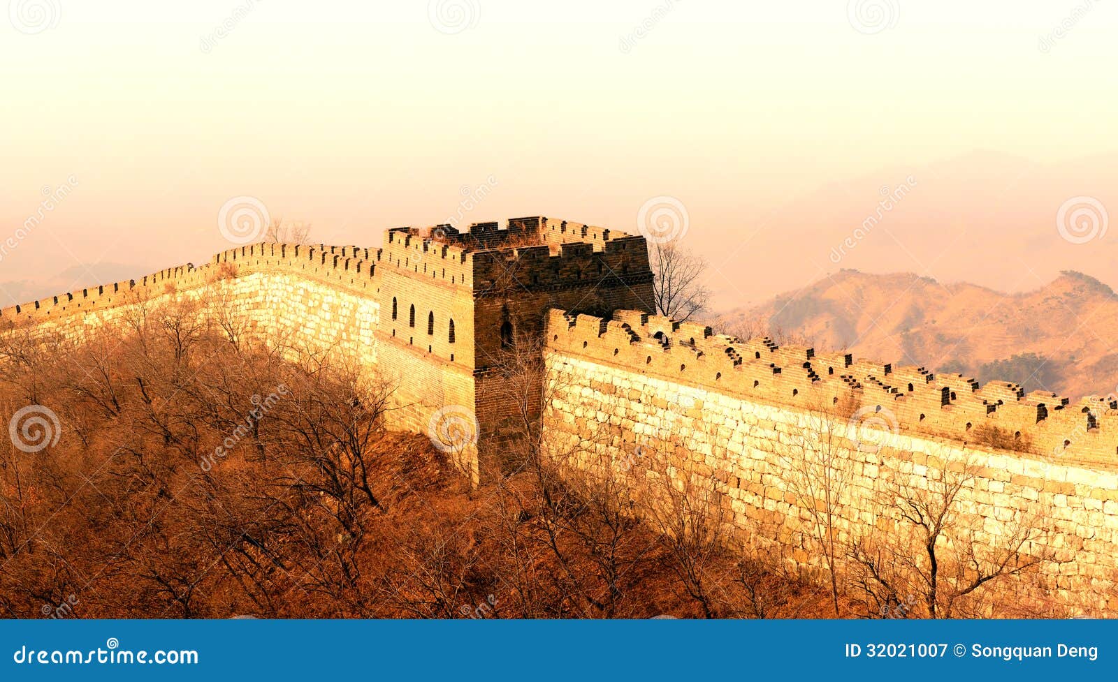 Great Wall sunset stock image. Image of landmark, culture - 32021007