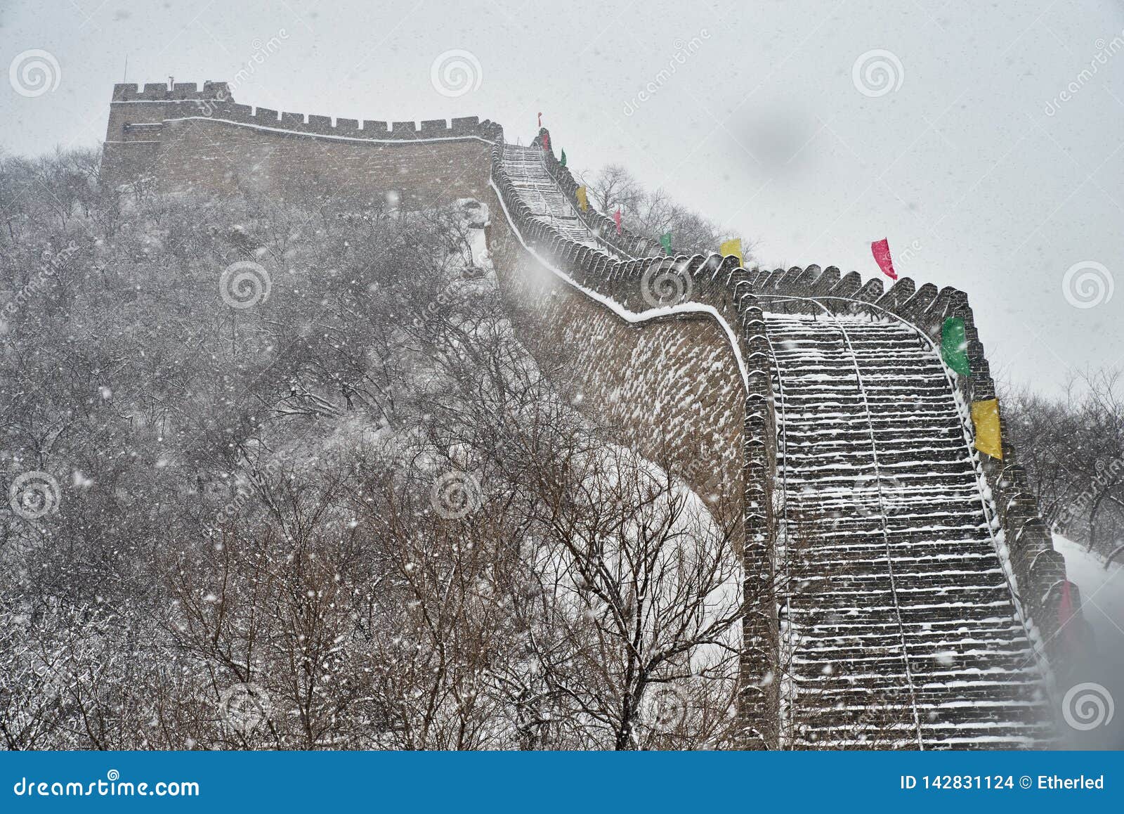 The Great Wall in winter stock photo. Image of wall - 142831124