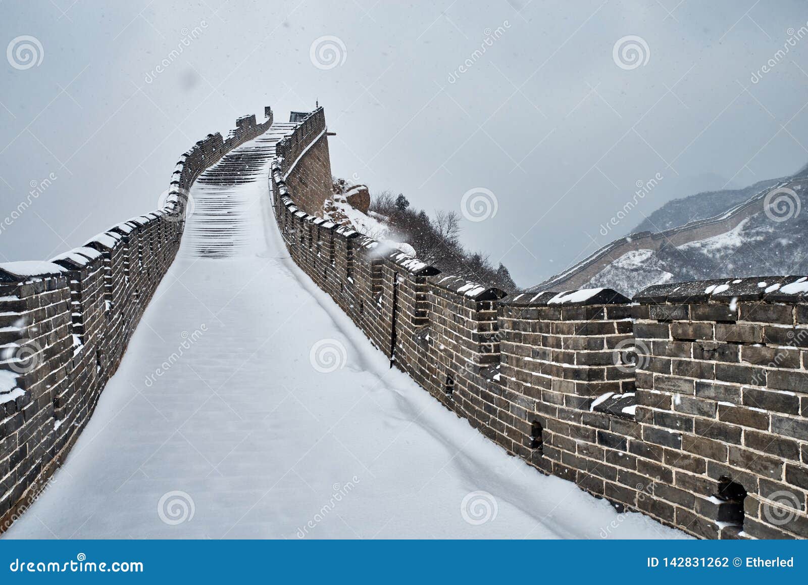 The Great Wall in winter stock photo. Image of wall - 142831262