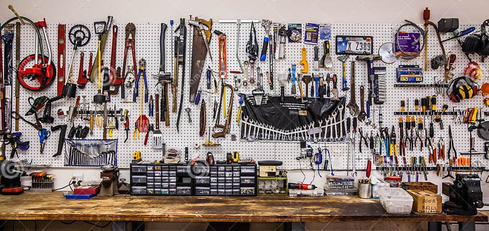 The Great Wall of Tools stock image. Image of wrench - 93771585