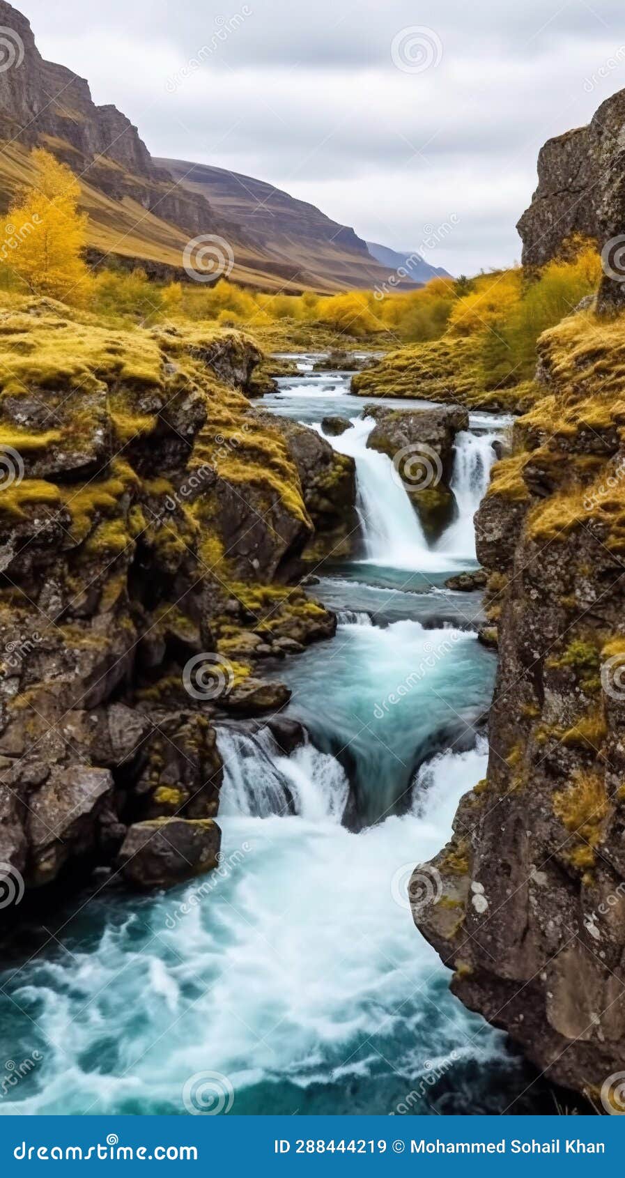 The Great Waterfall Falling from Mountains Top View Stock Image - Image ...