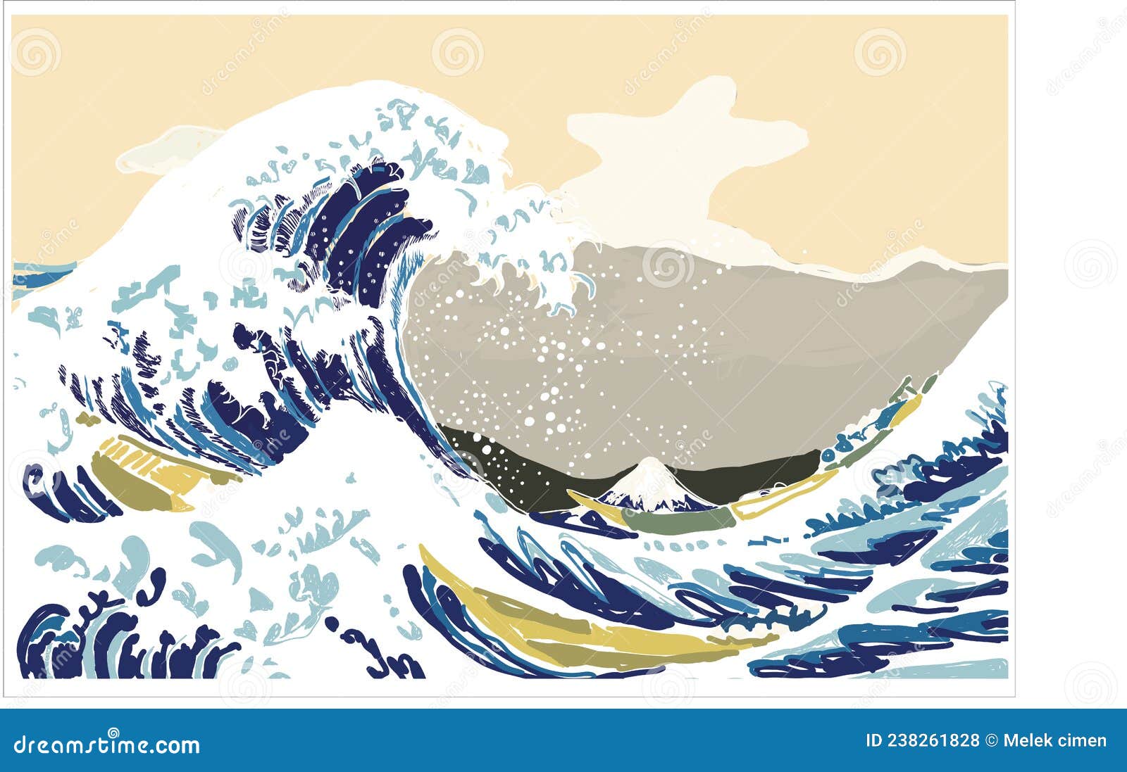 `The Great Wave In Kanagawa`, Also Known As The Great Wave. Black And ...