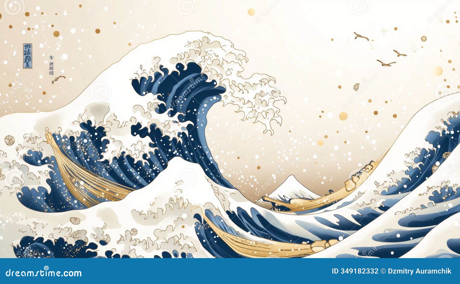 The Great Wave Off Kanagawa Vintage Design in a Seamless Repeating ...
