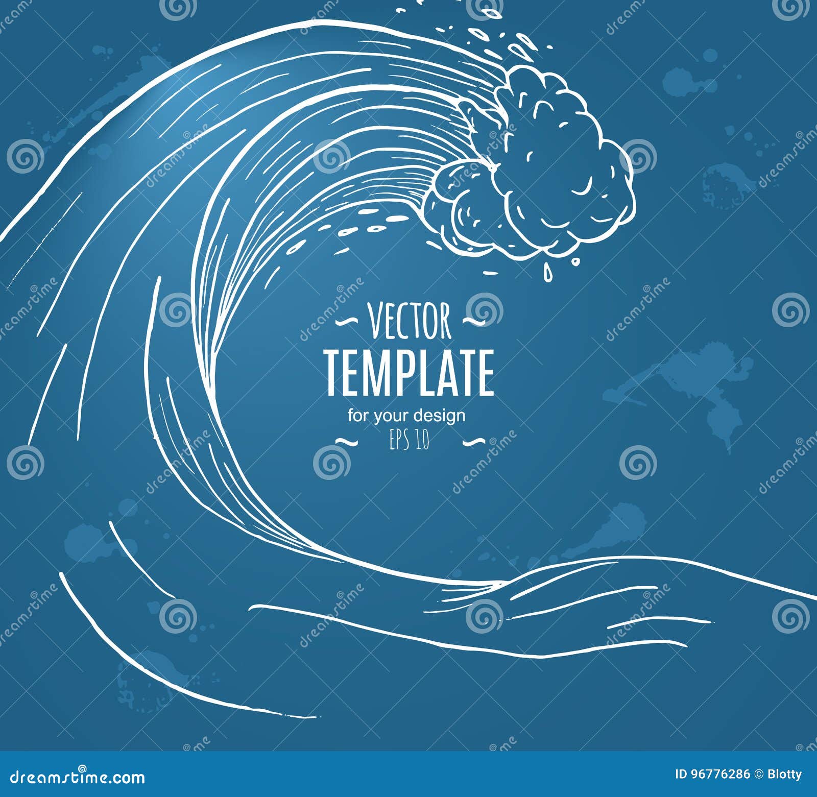 Great Wave in a Vintage Retro Hand Drawn Style Stock Vector ...