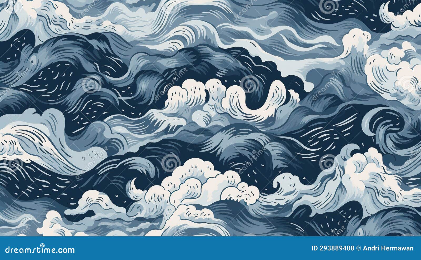 Great Waves of Ocean Wallpaper Pattern Stock Illustration ...