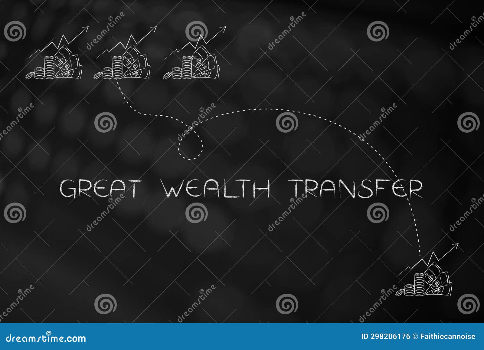 Great Wealth Transfer Concept, Text with Icons Representing Plenty of ...