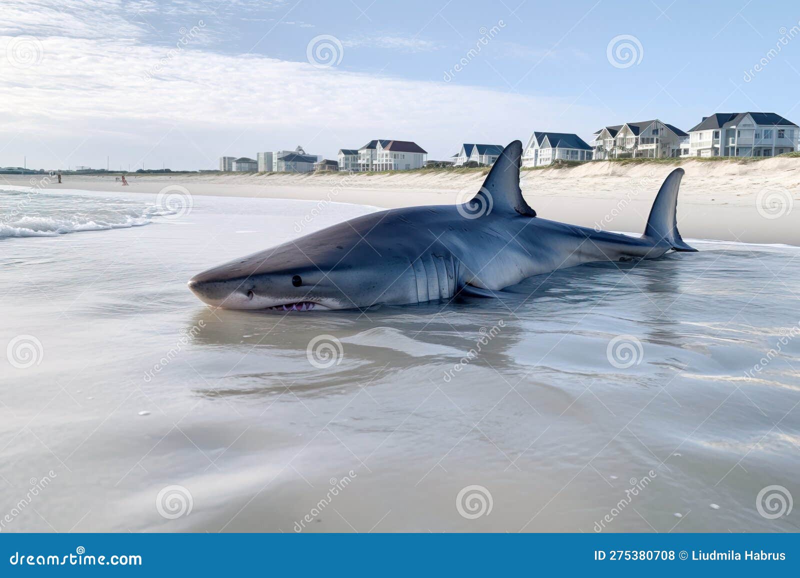 Great White Shark (Carcharodon Carcharias) at the Beach. Generative AI ...