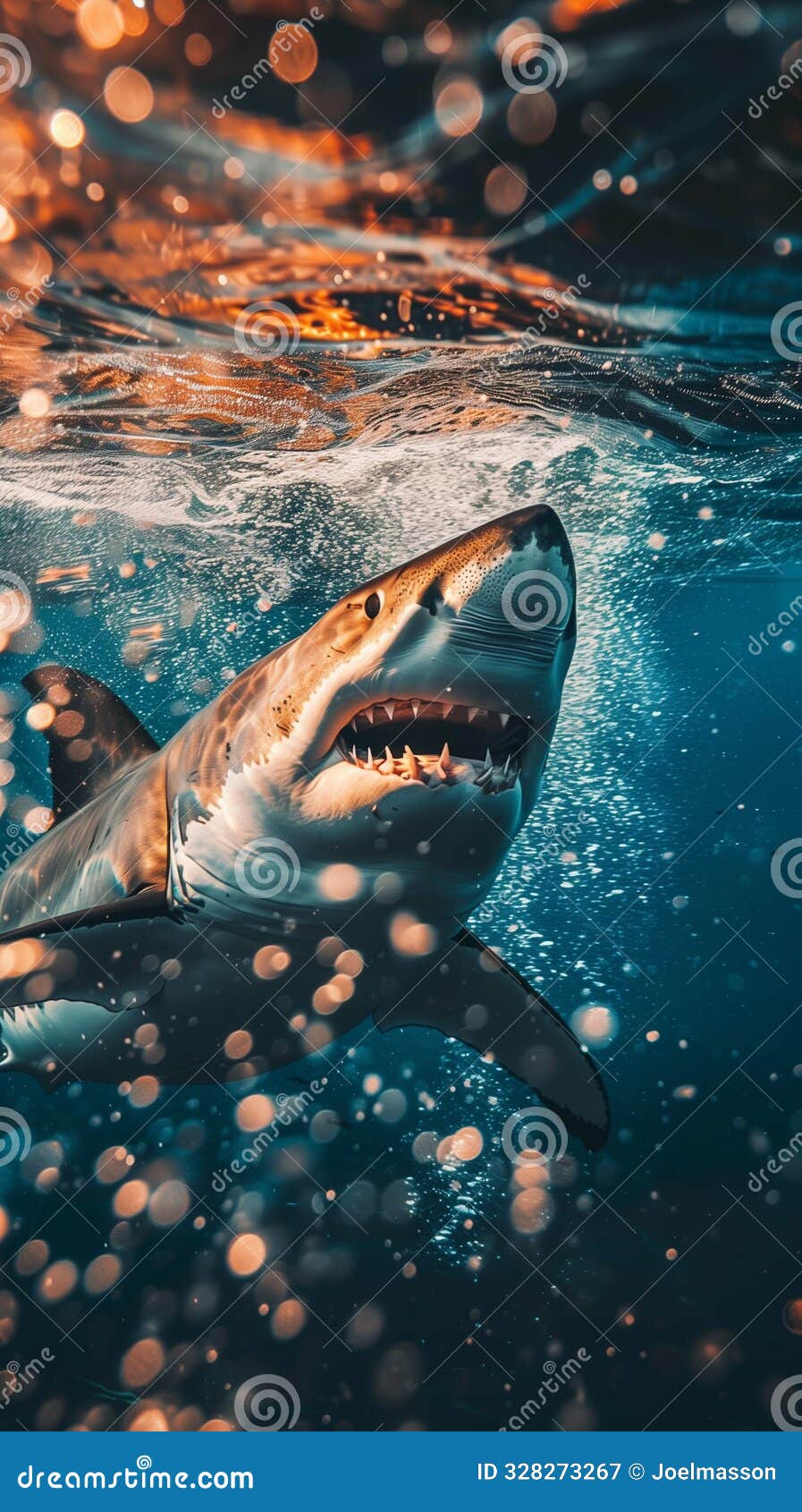 Great White Shark Close-up Underwater Stock Illustration - Illustration ...