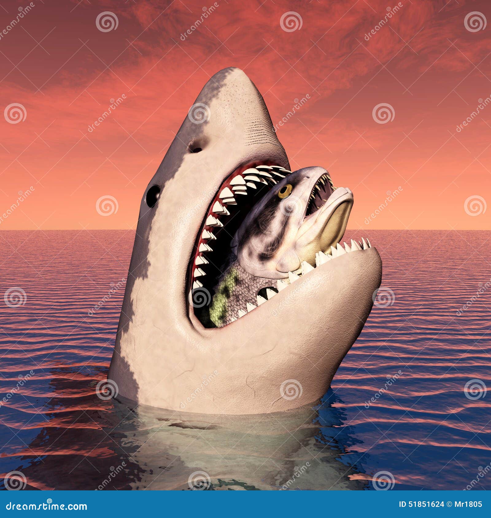 Great White Shark Eating stock illustration. Illustration of life ...