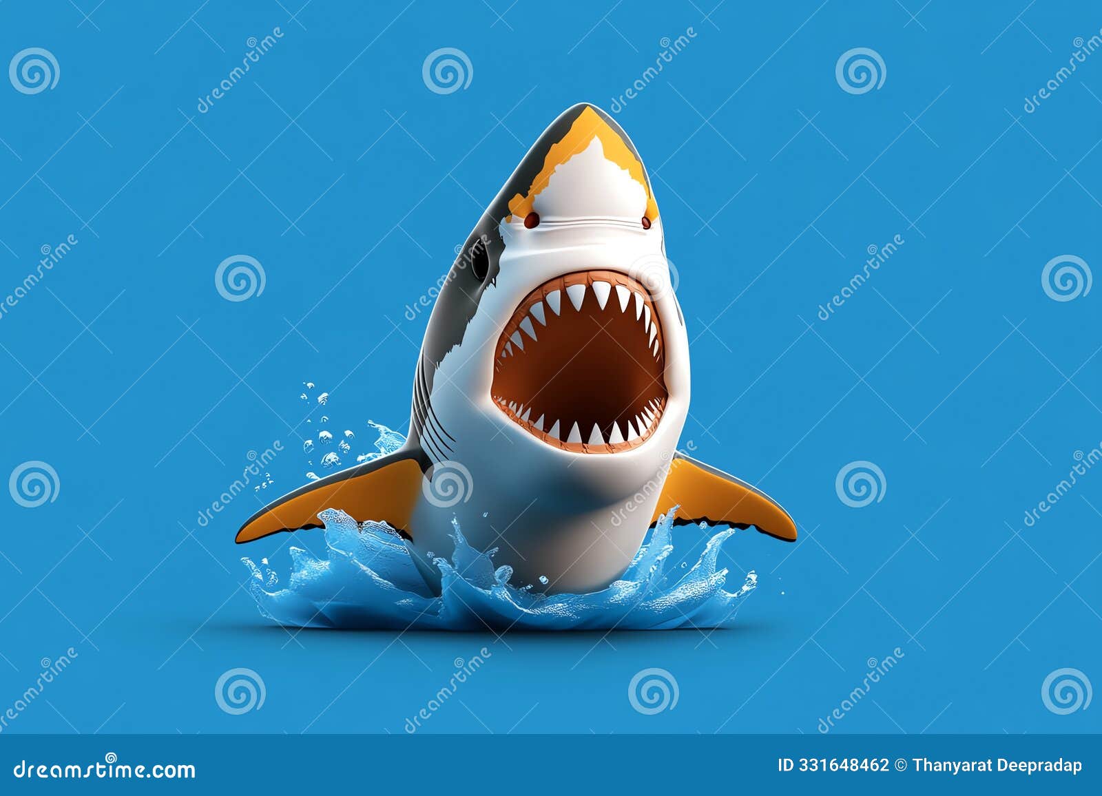 A Great White Shark Leaps from the Water with Its Jaws Open Wide. the ...
