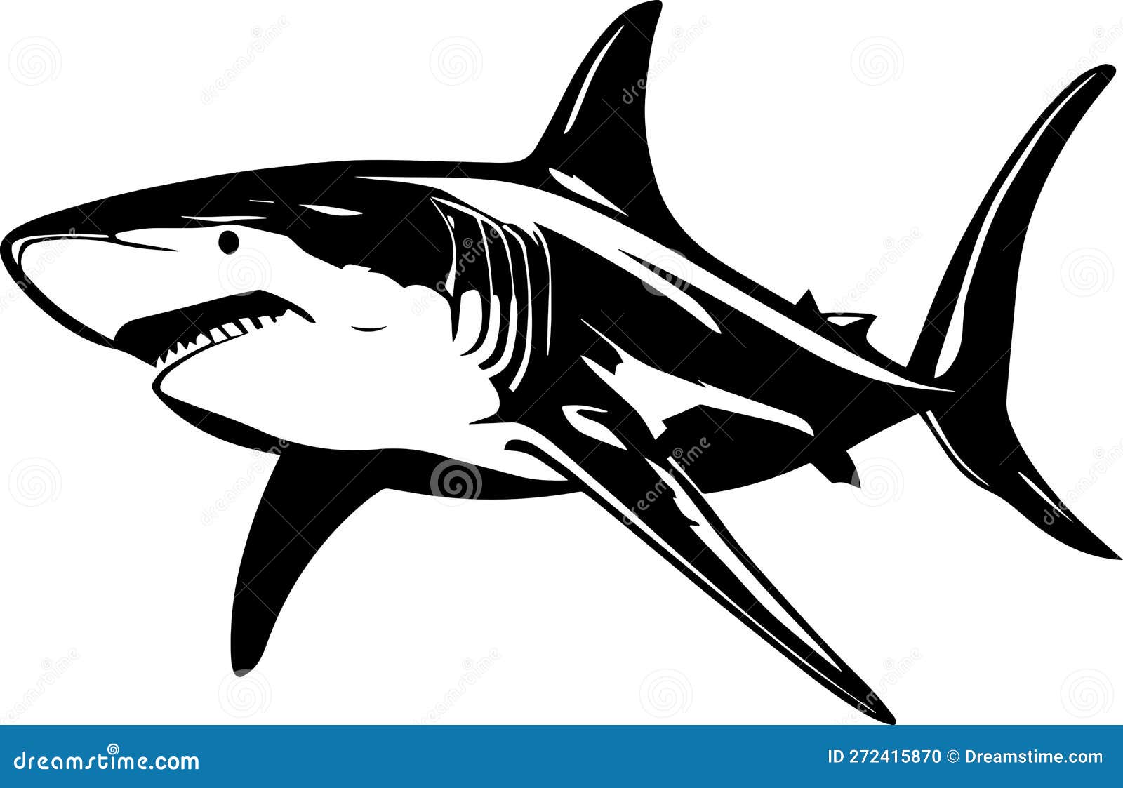 Great White Shark Logo Monochrome Design Stock Vector - Illustration of ...