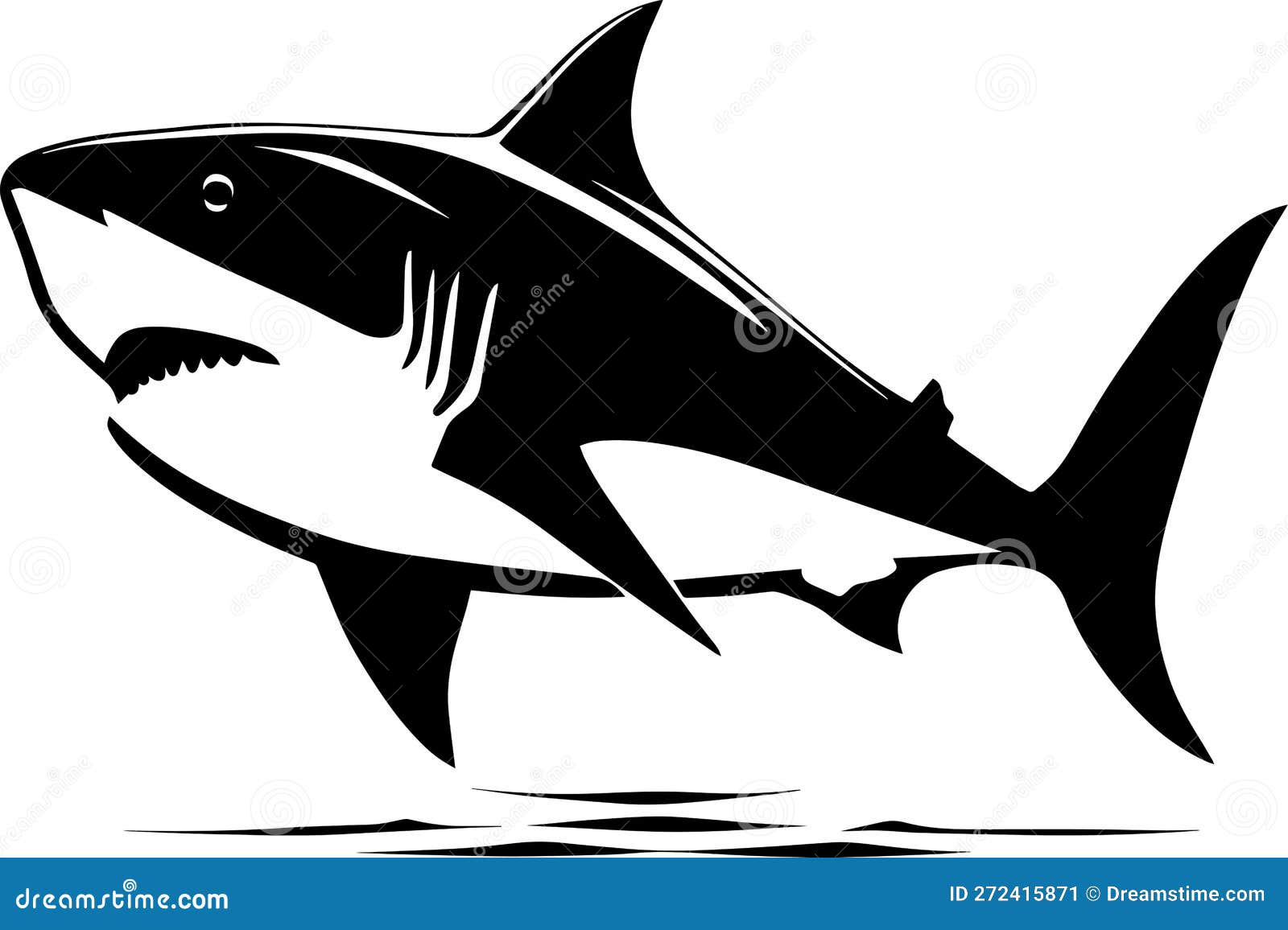 Great White Shark Logo Monochrome Design Stock Vector - Illustration of ...