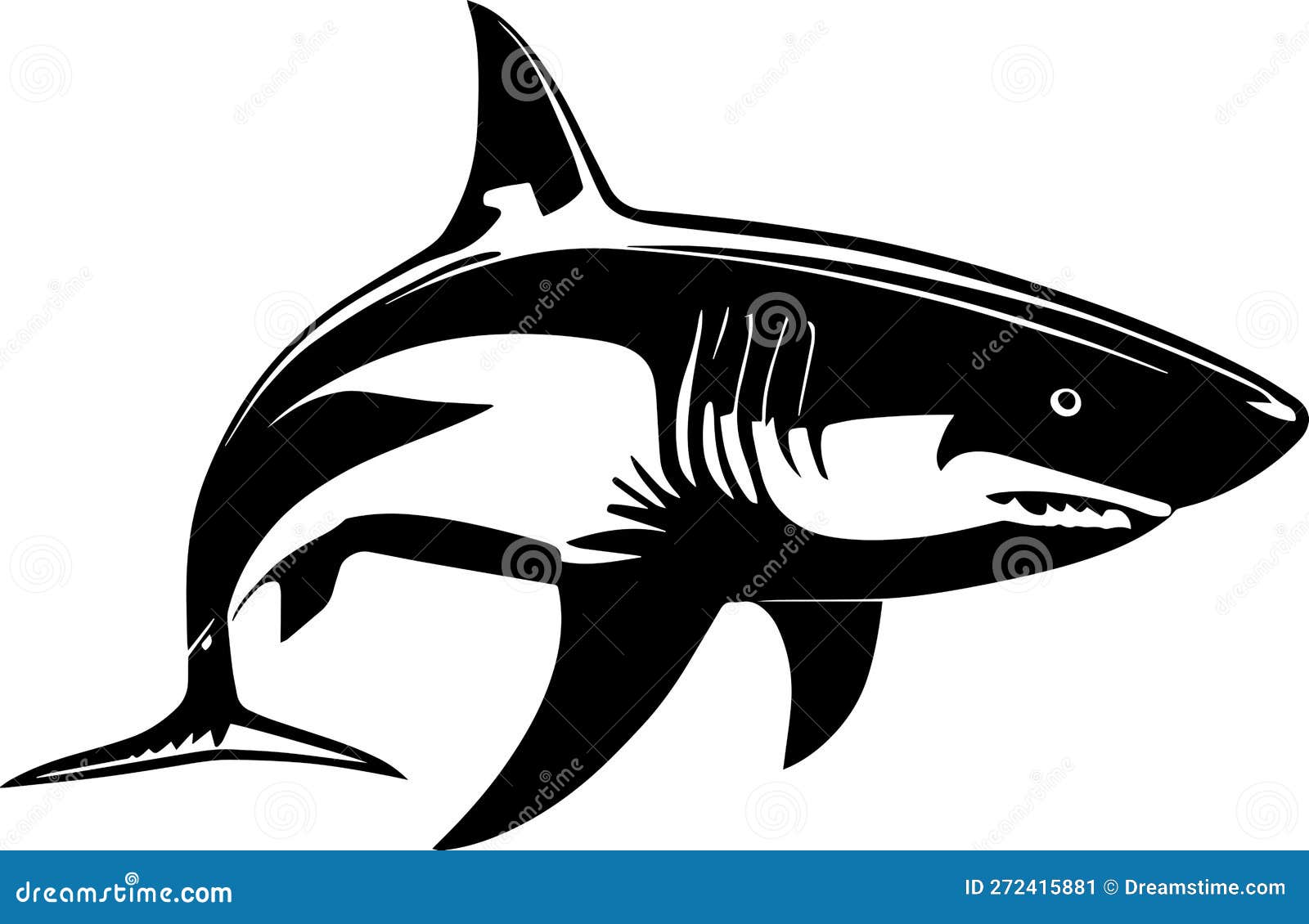 Great White Shark Logo Monochrome Design Stock Vector - Illustration of ...