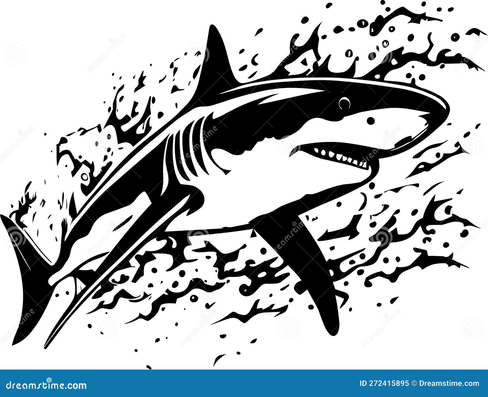Great White Shark Logo Monochrome Design Stock Vector - Illustration of ...