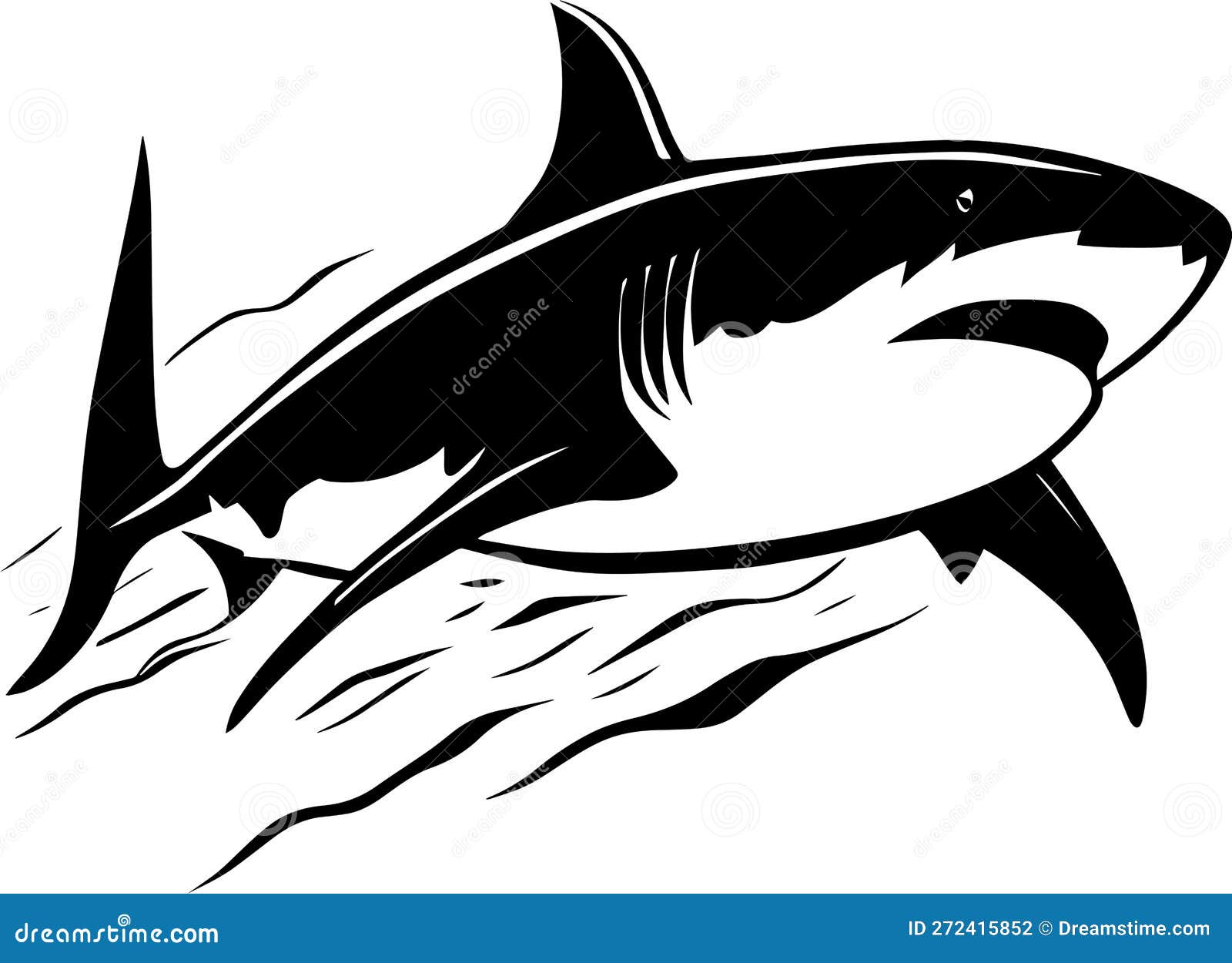 Great White Shark Logo Monochrome Design Stock Vector - Illustration of ...