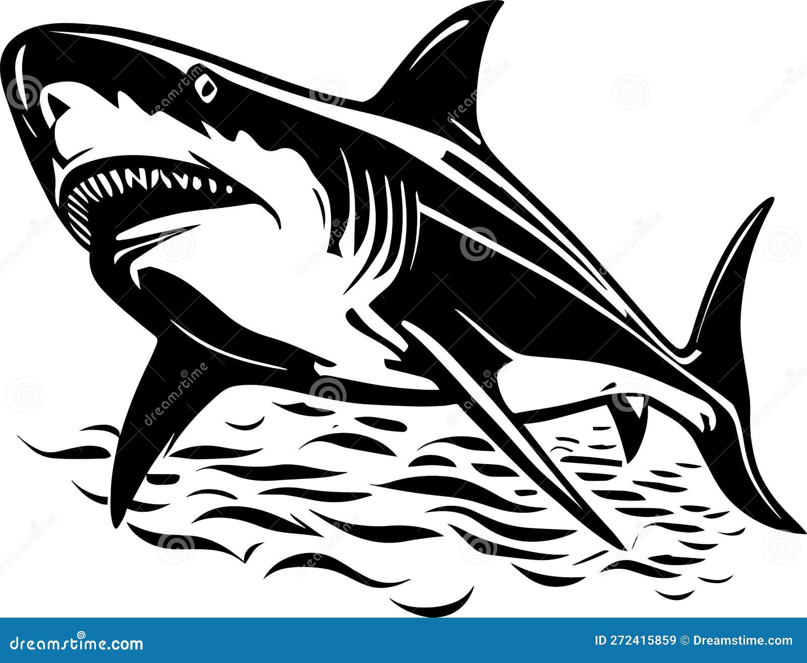 Great White Shark Logo Monochrome Design Stock Vector - Illustration of ...